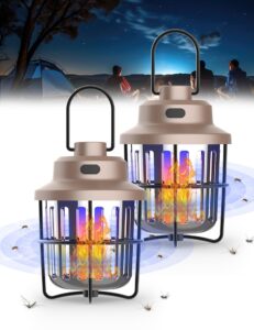 bug zapper outdoor camping lamp with mosquito zapper versatile portable & rechargeable flying insect killer lantern ipx4 waterproof indoor and outdoor mosquito zapper for rvs, camping, home, patio 2pc