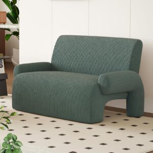 farini 52" small loveseat sofa, mid-century modern fabric upholstered 2-seat sofa for living room, bedroom, office, green