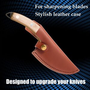 NQEUEPN Leather Sheath, Leather Knife Edge Guards for 6 Inch Boning Knife Holder Cleaver Blade Holster with Loop Belt Shop Knives Covers Knife Sleeves Kitchen Supply for Camping Outdoor Activity