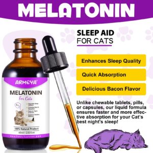 ARMOYA Cat Melatonin - Melatonin for Cats - Cat Calming Treats- Cat Sedative for Grooming - Helps to Support Restful Sleep for Your Cat - Cat Sleep Aid - Anxiety Relief for Cats