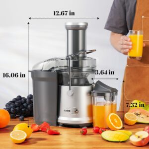 GDOR Powerful 1200W Juicer with Larger 3.2" Feed Chute, Titanium Enhanced Cutting System, Centrifugal Juice Extractor Maker with Heavy Duty Full Copper Motor, Dual Speeds, BPA-Free, Silver