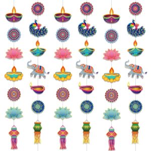 howaf 6pcs happy diwali hanging decoration diwali hanging banner festival of lights paper circle garlands hanging strings for rangoli diwali indian deepavali party decoration favor 6.5ft