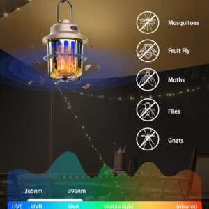 Bug Zapper Outdoor Camping Lamp with Mosquito Zapper Versatile Portable & Rechargeable Flying Insect Killer Lantern IPX4 Waterproof Indoor and Outdoor Mosquito Zapper for RVs, Camping, Home, Patio 2PC