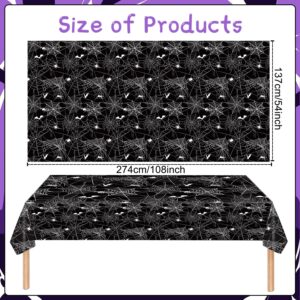 InIsaJace Spider Web Halloween Tablecloth - 3PCS Halloween Tablecloth Plastic Halloween Table Cloth Disposable Rectangle Halloween Table Cover Halloween Party Table Decoration Supplies(108x54 Inch)