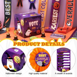 TaoBary 75 Pcs Halloween Costume Contest Ballot Kit Includes Halloween Contest Ballot Box and Voting Cards Halloween Award Ribbons Sashes Trophies and Stickers Set for Halloween Costume Contest Party