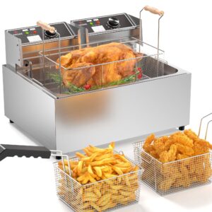 tangme commercial deep fryer, triple basket electric turkey fryer upgraded 31.7qt countertop deep fryer to fry a whole fish or turkey with temperature limiter, ul certified