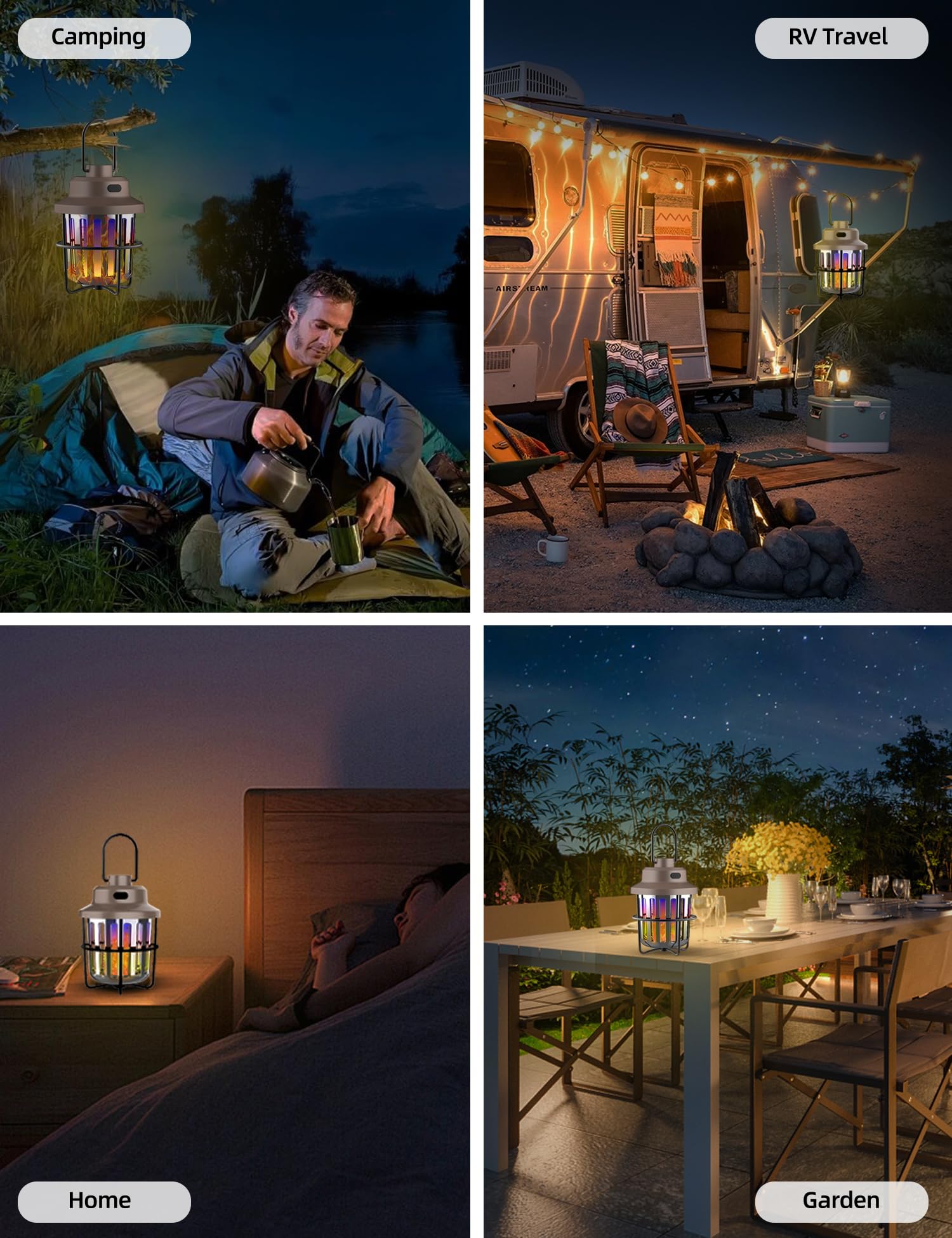 Bug Zapper Outdoor Camping Lamp with Mosquito Zapper Versatile Portable & Rechargeable Flying Insect Killer Lantern IPX4 Waterproof Indoor and Outdoor Mosquito Zapper for RVs, Camping, Home, Patio 2PC