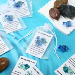 Wesiti 10 Sets Lucky Turtle Positive Inspirational Turtle Gifts 10 Pcs Mini Sea Turtle Figures 10 Pcs Thank You Note Greeting Cards 10 Pcs Organza Bags for Coworkers Employee Appreciation Gifts