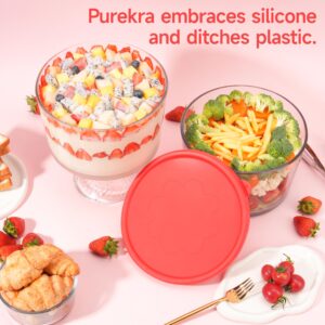 PUREKRA 1 Pack Silicone Lid for Anchor Hocking Footed Glass Trifle Bowl & Shallow Trifle Bowl （104 Oz / 3-Quart), Dishwasher And Microwave Safe (Bowl not included)