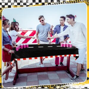 Breling 4 Pcs Car Birthday Party Decorations Plastic Car Table Cloth 4 Styles Disposable Race Road Checkered Party Supplies Car Theme Party Favors for Boys Birthday Baby Shower, 54 x 108 Inch