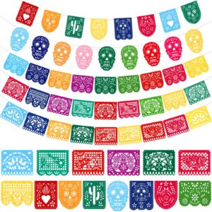 sepglitter 5 packs mexican party banners, felt fiesta banner papel picado banners cinco de mayo dia de los muertos decor for day of the dead wedding and mexican theme party supplies