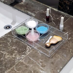 Multipurpose Acrylic Tray Set, 10X6.1X1.3inches Pedicure Tray, SPA Tray,Foot Care, Foot SPA, Tray Set Includes 4 Acrylic Bowls, Brush and Small Scraper Spoon