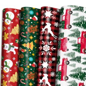 ohome christmas wrapping paper - jumbo sheets - christmas decorations | christmas gift bags | red, green and white christmas tissue paper - gifts for kids men women | xmas party favors,29" x 42"