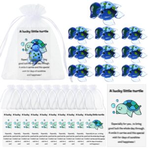 wesiti 10 sets lucky turtle positive inspirational turtle gifts 10 pcs mini sea turtle figures 10 pcs thank you note greeting cards 10 pcs organza bags for coworkers employee appreciation gifts