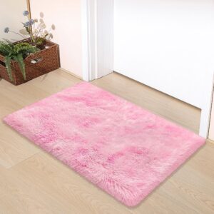 tennola small bedside pink area rug 2x3 ft rug for bedroom shaggy throw rugs for dorm rug, soft shag carpet for kids room, plush comfy fluffy bedside rug for home decor aesthetic