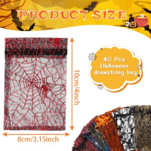 DTOFOOT Halloween Organza Bags, Black Mesh Drawstring Goodie Bags Halloween Candy Treat Bags for Kids Tick or Treat Small Gift Bags for Halloween Party Favors (40 Pcs)