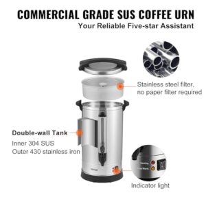 VEVOR Coffee Urn 65Cups/9.75L, Coffee Maker Urn 1500W, Large Coffee Dispenser With Coffee Level Window