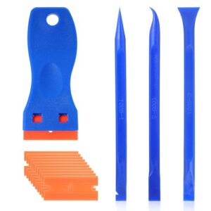 multipurpose plastic scraper set plastic scraper portable cleaning scraper non-scratch scraper tool with 10pcs plastic blades and 3pcs double-head detail cleaning stick for sticker decals label