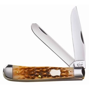 Case WR XX Amber Bone Trapper Pocket Knife - - (6254 SS) - Length Closed: 4 1/8 Inches