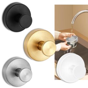 Luxe Hold No-Drill Hooks, 2024 New Stainless Steel Waterproof Suction Cup Hooks, Suction Cup Hooks for Shower, Bathroom, Hanging Towels, Mounting on Glass Shower Doors, Mirrors(Silver,2PC)