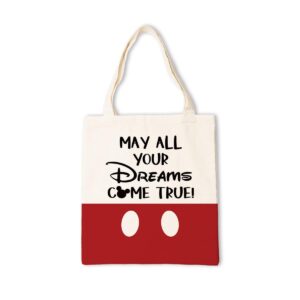 nrudmmy canvas tote bag for women, disney theme tote bag, may all your dreams come true! disney canvas tote bag, reusable canvas tote bag, cute tote bags for women, double-sided printed tote bag