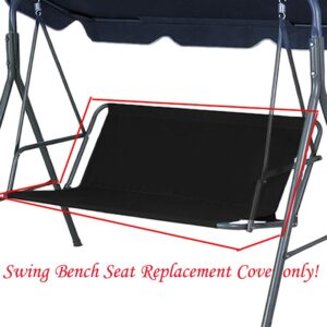 LZBMIEF Swing Bench Seat Replacement Cover, 600D 3-Seat Thickened Oxford Waterproof Swing Replacement Covers Seater for Outdoor Patio Garden Swing Chair (Black, 58.3"x19.7"x19.7")