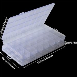 QYING 2Pack 28 Grids Plastic Organizer Box,Clear Beads Organizers Storage Box with Fixed Dividers,Acrylic Organizers Box for Jewelry,Beads,Earrings,and Art DIY Craft