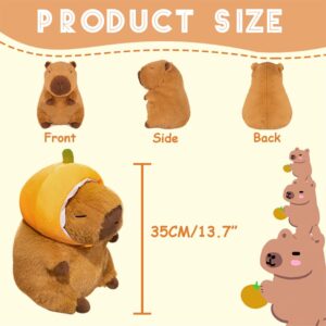 mtgamydd Cute Capybara Plush Kawaii Soft Capybara Plush Doll Pillow with Orange Hat Capybara Stuffed Aniamls Toys for Girls Kids Adults Birthdays Valentines Gift