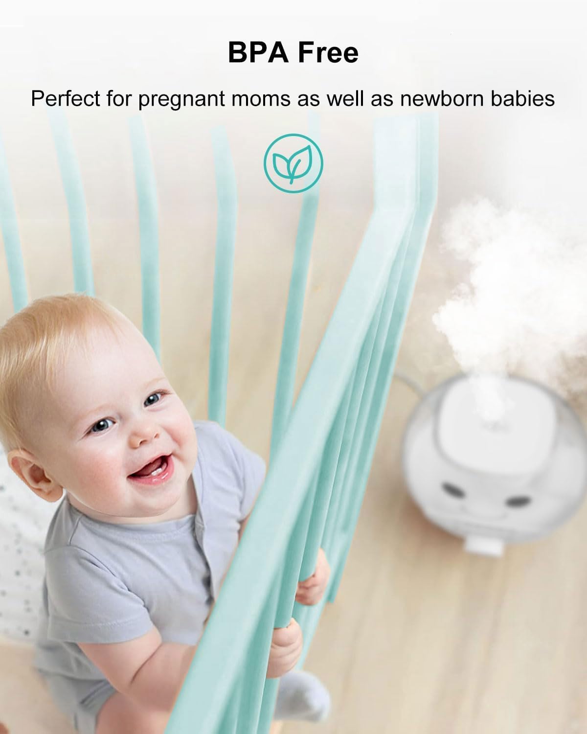 Feekaa Baby Humidifiers for Bedroom Nursery, Cool Mist Air Humidifier with Diffuser, Small Humidifier for Baby Nursery Plants & Home, BPA Free, Quiet, 24H