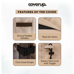 COVERUP 1000 D Heavy Duty Square Ottoman Cover | 3 Yrs Warranty | Outdoor Patio Furniture Covers | Waterproof | Covers With UV Resistance | Windproof | Buckle Straps - 23"W x 23"D x 19"H | Pack of 1