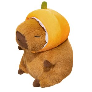 mtgamydd cute capybara plush kawaii soft capybara plush doll pillow with orange hat capybara stuffed aniamls toys for girls kids adults birthdays valentines gift