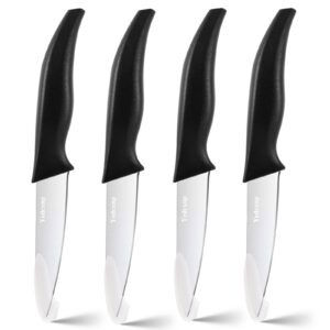 yedcxup paring knives set of 4-4'' fruit vegetable paring knives large sturdy handle 4cr14 stainless steel sharp blades paring knife quick cutting small kitchen knife (4pcs/black)