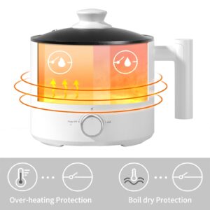 Food Party Hot Pot Electric Pot for Cooking Ramen Cooker 1.8L College Dorm Room Essentials Mini Hotpot Shabu Shabu Pot 110V Noodle Cooker Non Stick