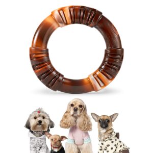 forfunyou chew toys for aggressive chewers, indestructible dog toys for large dogs, dog toys for medium large breed dogs 1-pack bacon flavored tough dog bones gift for dogs（round