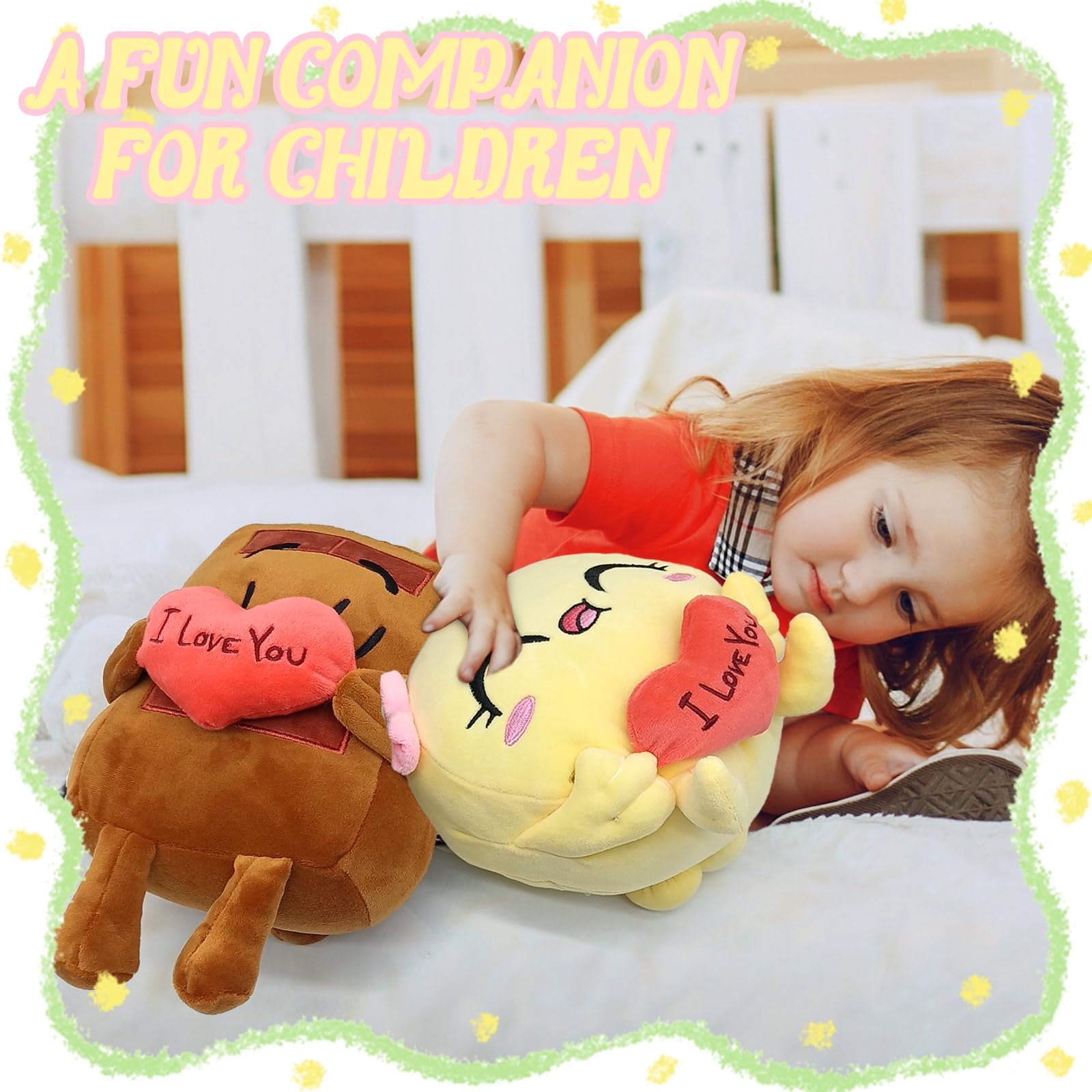 Fiohiof Choco and Pancake Plush 8"" Choco and Pancake in Love Plushies Toy for Boys Girls Soft Stuffed Animal Pillow Doll Gift for Fans Kids