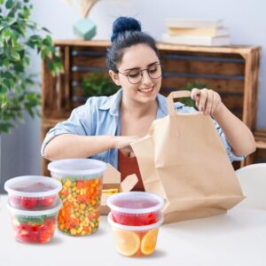 48Sets Deli Containers with Lids, Reusable Food Srorage Containers with Lids 8oz, 16oz, 32oz, Disposable Soup Containers, Microwave/ Freezer/ Dishwasher Safe,Stackable, Leakproof, BPA Free, Clear