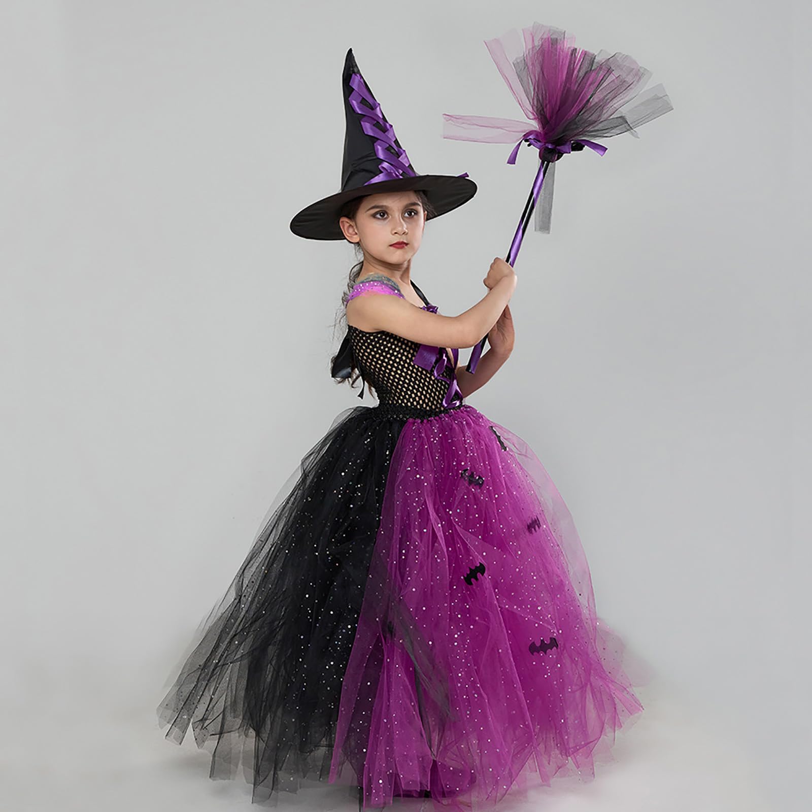 Halloween Witch Broom - Plastic Broom Witch Broomstick, Witch Flying Broomstick with Handle for Halloween Costume Party (Hot Pink)