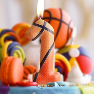 Zi Lan Basketball 13th Birthday Candle Brown Basketball Themed Cake Candles Happy Birthday Party Cake Topper for Boy Girl Kid Sport Theme Party Decorations Celebration Supplies