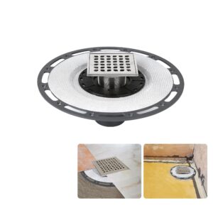 4-inch square shower drain with bonding flange - durable stainless steel shower drain flange kit for quick drainage, easy installation, ideal for bathroom & wet area renovations