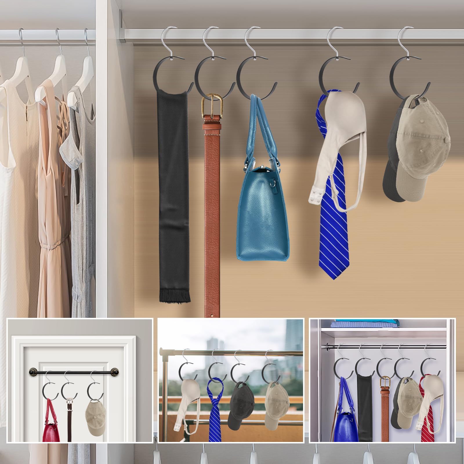 2 Belt Organizers for Collecting Belt Hangers, Ties, Hats, Bags, and Hanging Underwear, reducing Clutter in The Wardrobe