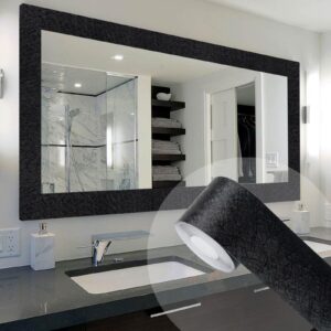 avinyl 10m black silk mirror border peel and stick for bathroom decor, waterproof mirror frame tape peel and stick border trim, self adhesive wallpaper removable kitchen decor 1.96" x 393"