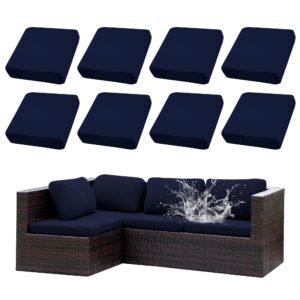 sukaikeqa 8pcs stretch outdoor cushions cover waterproof patio cushions cover outdoor furniture patio cushion cover replacement outdoor cushion slipcovers outdoor couch cushions cover (dark blue)