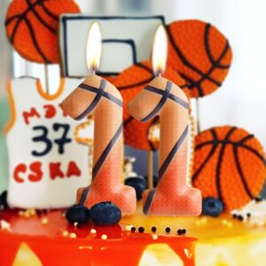 Zi Lan Basketball 13th Birthday Candle Brown Basketball Themed Cake Candles Happy Birthday Party Cake Topper for Boy Girl Kid Sport Theme Party Decorations Celebration Supplies