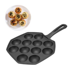 HAOHIZE Takoyaki Pan,Octopus Meatballs Frying Pan 12 Grid Takoyaki Cooking Pan Non Sticking Cast Iron Octopus Meatballs Pan