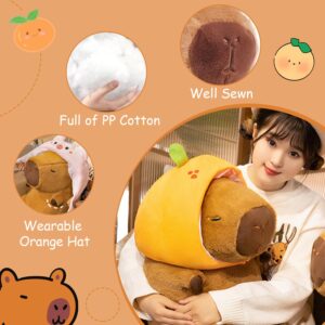 mtgamydd Cute Capybara Plush Kawaii Soft Capybara Plush Doll Pillow with Orange Hat Capybara Stuffed Aniamls Toys for Girls Kids Adults Birthdays Valentines Gift