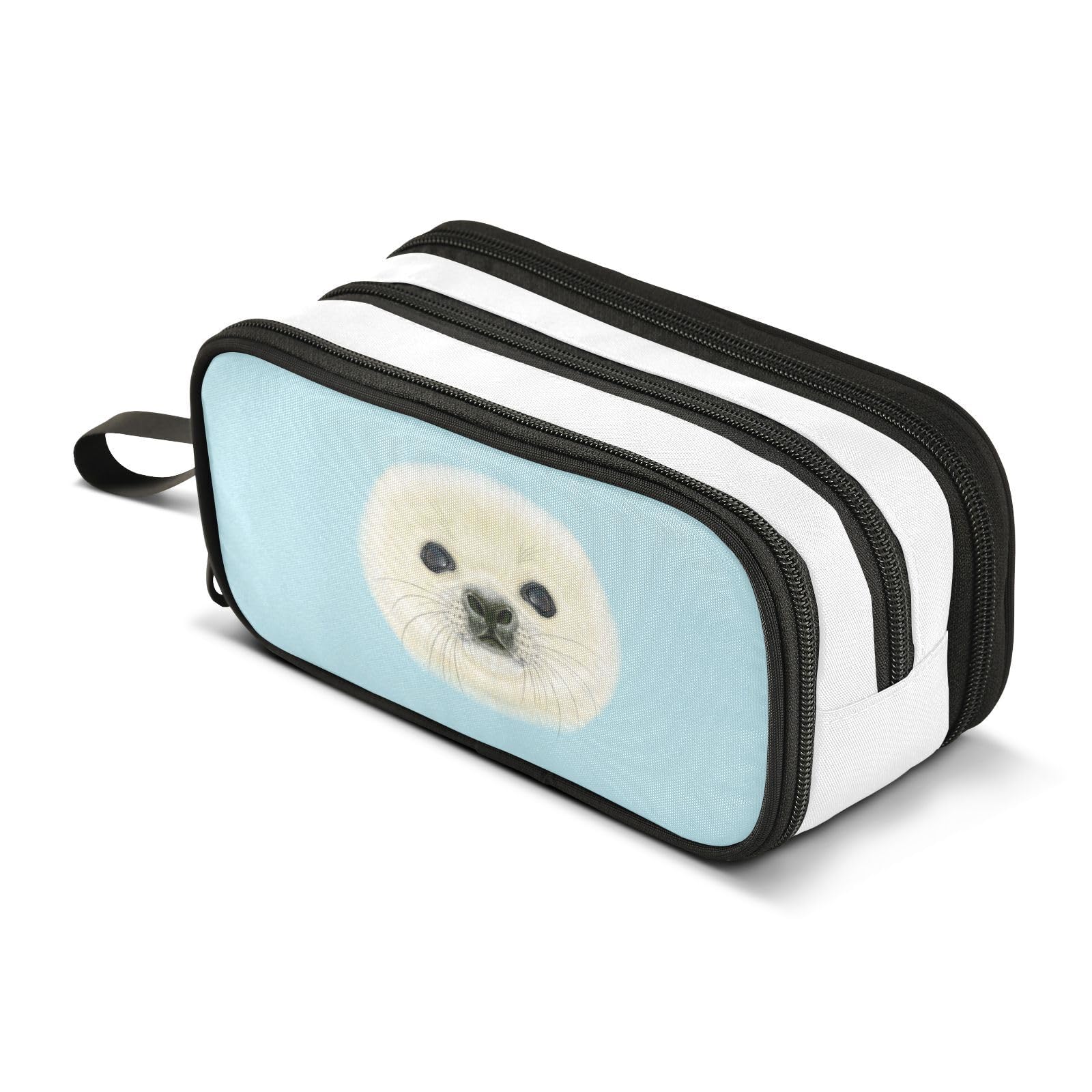 Gredecor Big Capacity Pencil Case for Girls Boys Harp Seal Baby Blue Kids Pouch Bag Pen Boxes with Zipper Stationery Bag Supplies for School Office