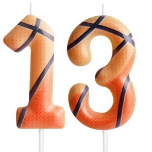 zi lan basketball 13th birthday candle brown basketball themed cake candles happy birthday party cake topper for boy girl kid sport theme party decorations celebration supplies