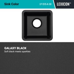 15" x 15" Quartz Kitchen Sink, Single Bowl Kitchen Sink, bar sink,Drop in Kitchen Sink, Granite Composite Kitchen Sink, Undermount Sink, Galaxy Black kitchen Sink, LP-1515-K-SO