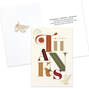 Hallmark Business Bulk 25 Pack Thanksgiving Cards for Customers and Employees (Large Thanks), 5x7 Cards, Message Inside, Envelopes Included