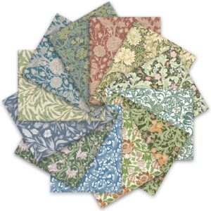 jarthenaamcs 12pcs retro floral cotton fabric bundles 18 x 22 inch william morris floral fat quarters flower sewing fabrics for diy craft party decor